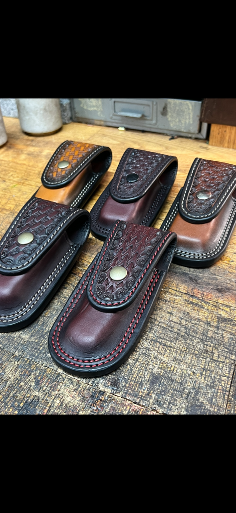 Multi Tool Custom Leather Lined Case/ Smoked Edges - F.D. Leatherworks
